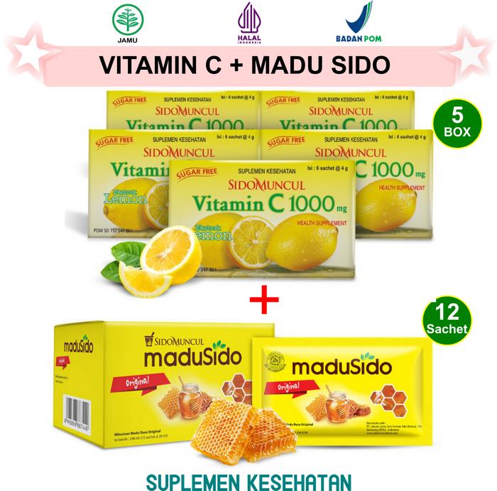 Jual VITAMIN C 1000MG SIDOMUNCUL 30 SACHET + MADU SIDO 12 SACHET, VIT C ...