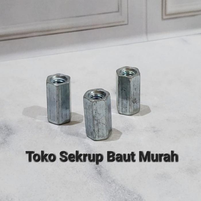 Jual Long Nut M6x10x30 / Mur Panjang M6 x 10 x 30 / Mur Coupling 6mm ...