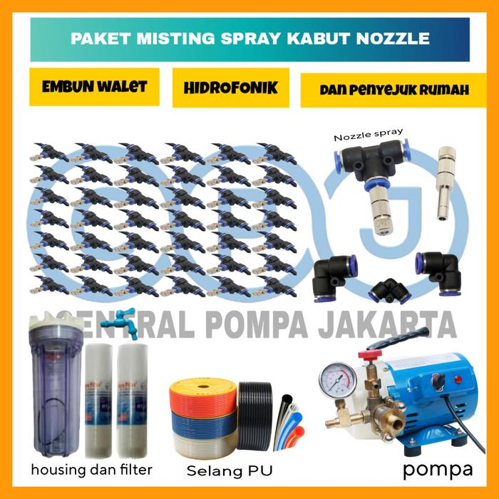 Jual mesin Paket Misting Nozzle Embun Walet/Hidroponik Taman 50 Titik ...