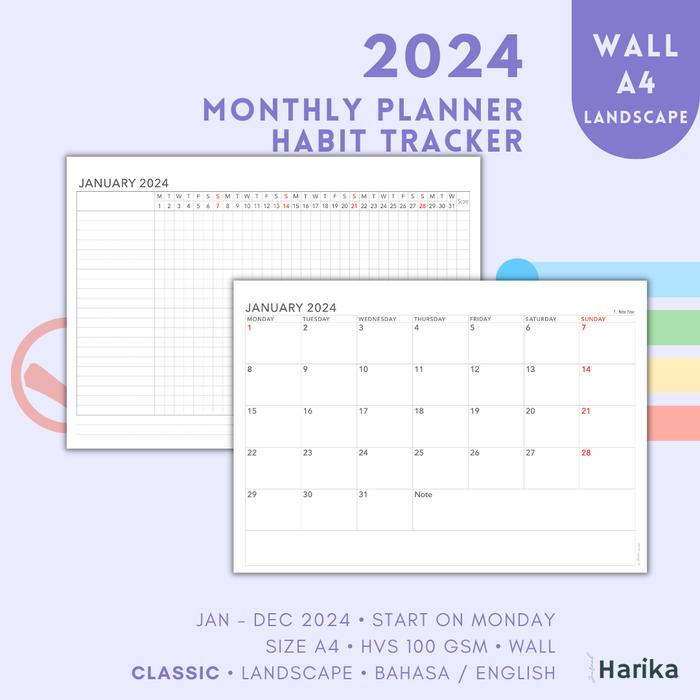 Jual Monthly Planner + Habit Tracker | A4 | Dinding/Buku - W.Classic ...