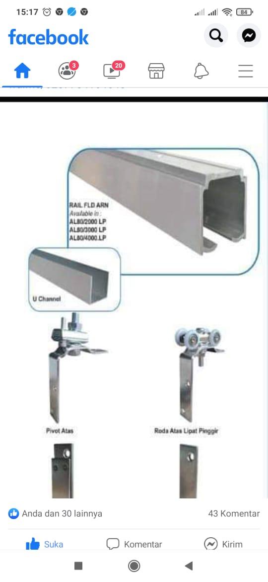 Jual REL PINTU LIPAT ALUMUNIUM 5m 5 daun satu arah - Jakarta Barat ...