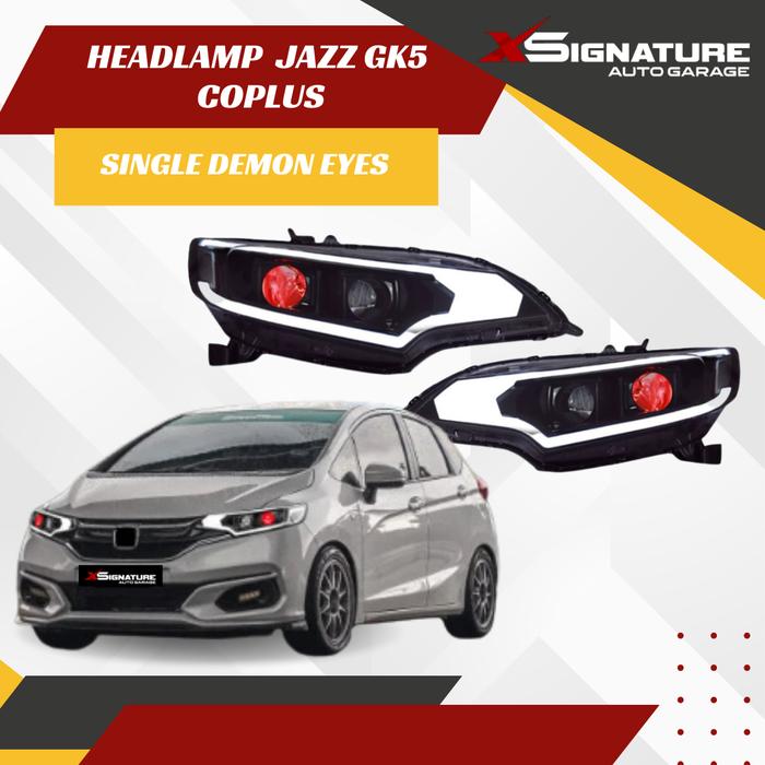 Jual HEADLAMP HONDA JAZZ GK5 COPLUS SINGLE DEMON EYES FULL LED A 2014 ...