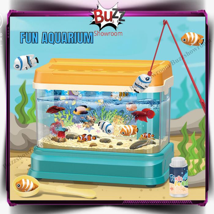 Jual Fun Aquarium Mainan Anak Pancingan Ikan Magnetic Fish Tank Feeding ...