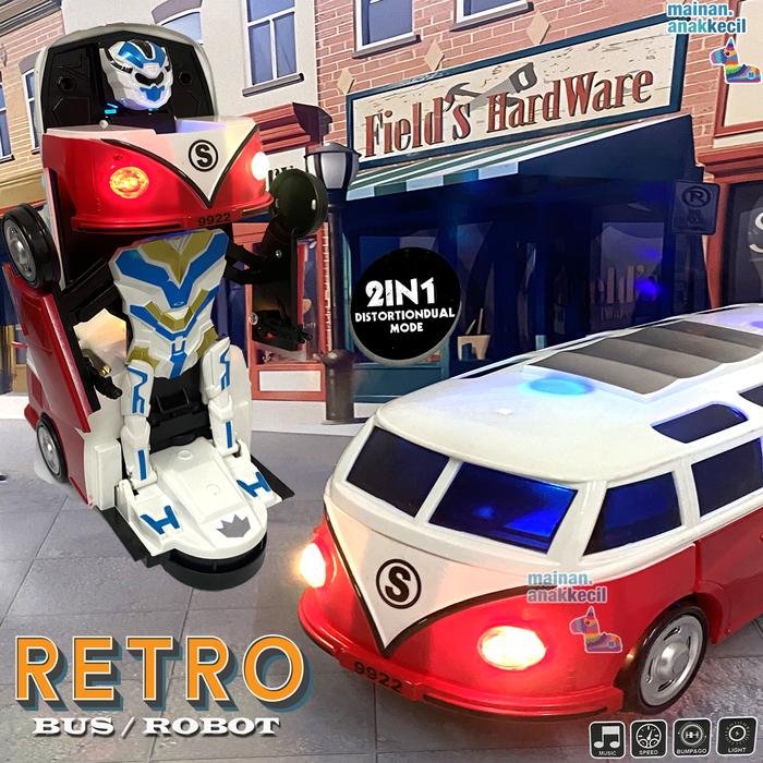 Jual Mainan Model Mobil Bus Retro Simulasi Robot Deformasi Transformasi ...