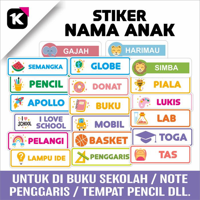 Jual STIKER LABEL NAMA INISIAL BUKU SEKOLAH PENGGARIS TEMPAT PENSIL DLL ...