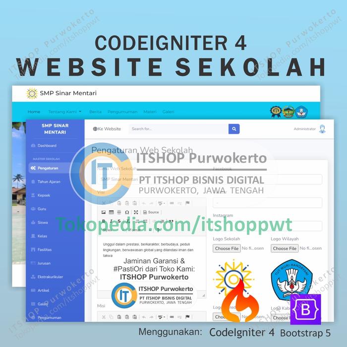 Jual Source Code Aplikasi Website Sekolah menggunakan Codeigniter 4 ...