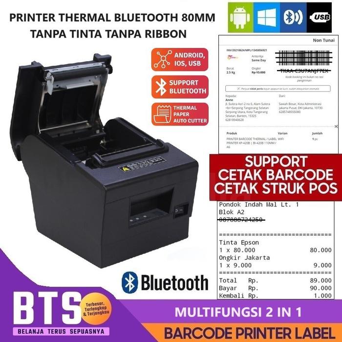 Jual PRINTER BLUETOOTH TERMAL 80MM AUTOCUT MULTIFUNGSI 2 IN 1 - Kab ...