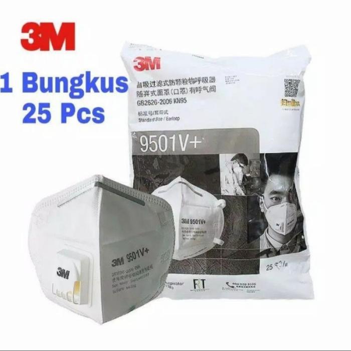 Jual MASKER 3M 9501v+ 25PCS PER BAG KEMASAN TERSEGEL PABRIK PROMO ...