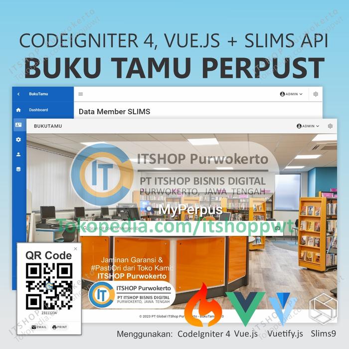 Jual Source Code Aplikasi Web Buku Tamu Perpustakaan CI4 Connect SLiMS Api - Kab. Banyumas - IT ...