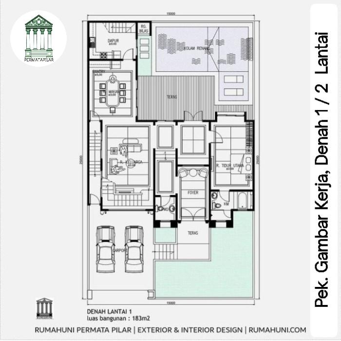 Jual Jasa Desain Denah Rumah 1/3 Lantai, Luasan kurang dari 100 M2 ...