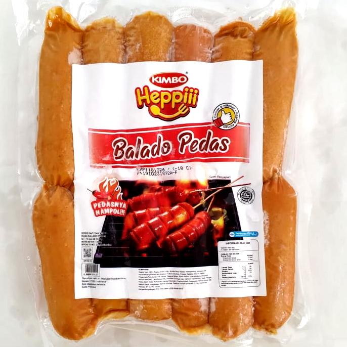 Jual Sosis ayam bakar rasa balado pedas isi 12 pcs 550 gram Kimbo Heppi ...