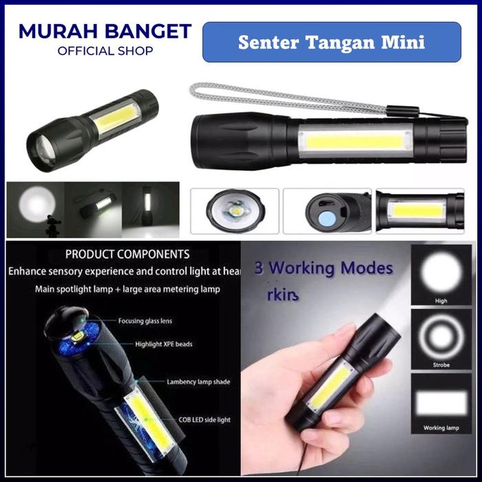 Jual Senter Mini COB LED Light Super Terang Lampu Senter Mini ...