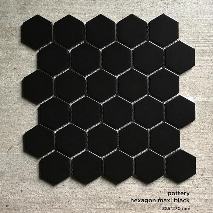 Jual Venus Pottery Hexagon Maxi Black - Backsplash Tile Dapur Minimalis ...