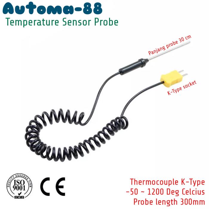 Jual Thermocouple Sensor probe digital thermometer 30cm 300mm K-Type ...