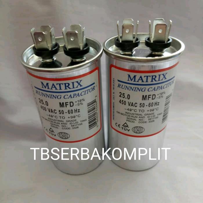 Jual Kapasitor AC 25MFD 450Vac Matrix Running Capacitor Alumunium 25 ...