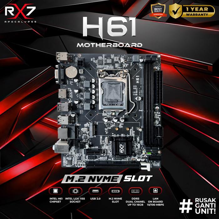 Jual MOTHERBOAR RX7 H61 LGA 1155 DDR3 H61 MAINBOARD SUPPORT NVME - Kota ...