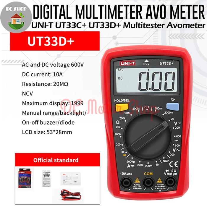 Jual UNI-T UT33C+ UT33D+ Digital Multimeter Avo Meter Multitester ...