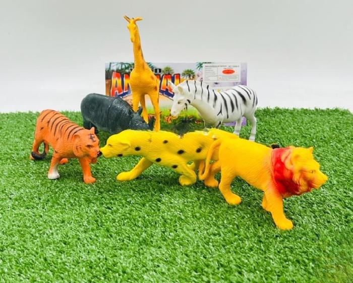 Jual Mainan hewan harimau panda singa kuda gajah kerbau beruang zebra 6 ...