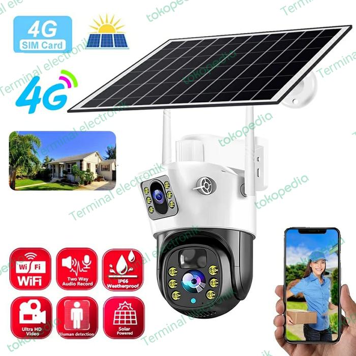 Jual CCTV Panel Surya Gunakan Kartu SIM Card 4G PTZ Outdoor Dual Camera ...
