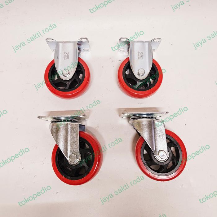 Jual Roda troli 4 inch pu merah 2putar 2mati xptool - Jakarta Barat ...