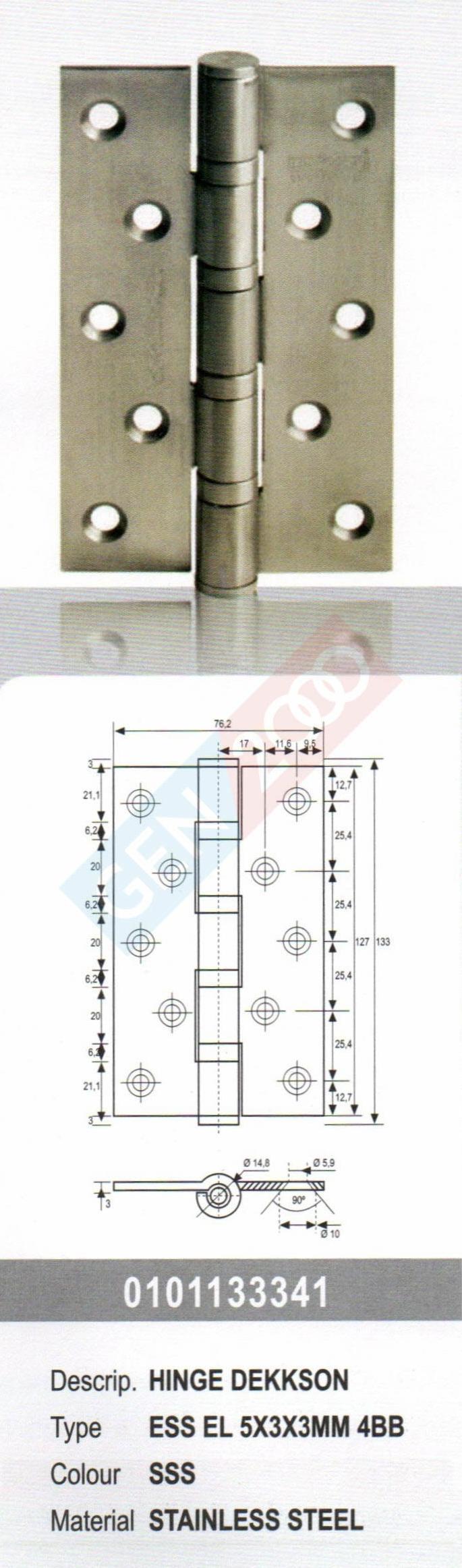 Jual Engsel Pintu Stainless Dekkson 5 Inch Stainless Ecoline Hinge ...