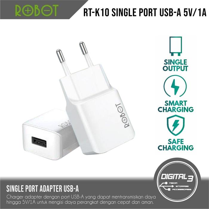 Jual Robot Adapter RT-K10 Batok Charger 5V/1A Single Port USB-A Adaptor ...