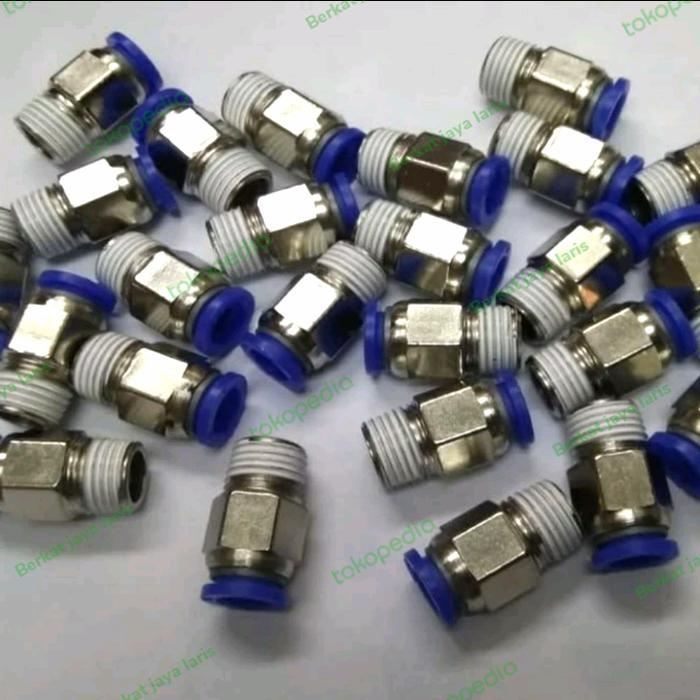 Jual PC 8-02 fitting pneumatic / nepel selang PU 8mm x 1/4" - Kota ...