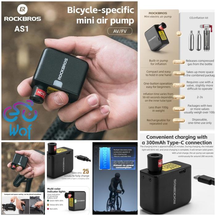 Jual ROCKBROS AS1 Tire Inflator Mini Electric Pump Pompa Sepeda ...