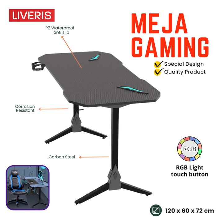 Jual Meja Komputer Gaming Setup PC Desk RGB LED Fitur Touch Button ...