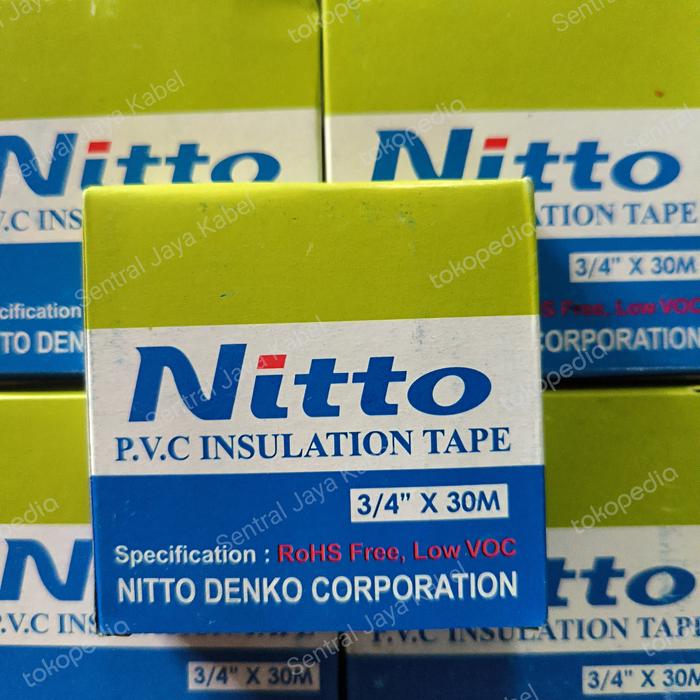 Jual NITTO ISOLASI LISTRIK ASLI Solasi Listrik Tape Hitam PVC NITO 3/4 ...