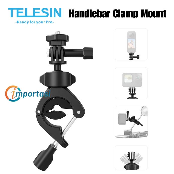 Jual TELESIN Handlebar Clamp Bracket Gopro Insta Stang Motor Sepeda ...