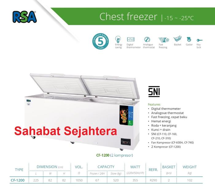 Jual Chest Freezer RSA Type CF-1200 Freezer Box RSA 1200 L - Jakarta ...