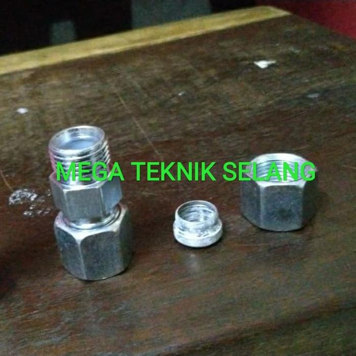 Jual Straight Union 12L X 12L Tube Connector Cincin Mur 12 MM Pipa Besi ...
