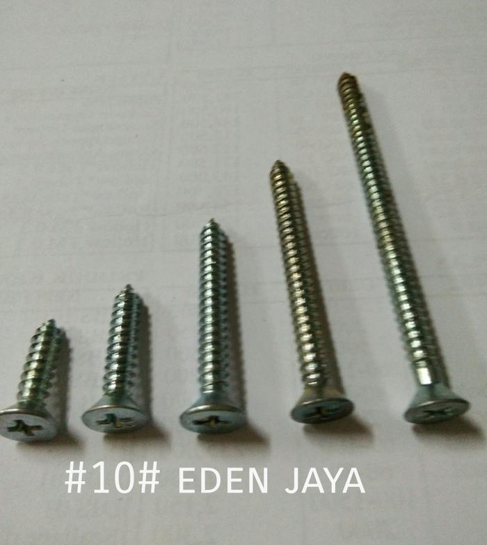 Jual SEKRUP PUTIH # 10 X 3" ( 7 CM) PAKU SKRUP(Bungkus isi = 10 pcs ...