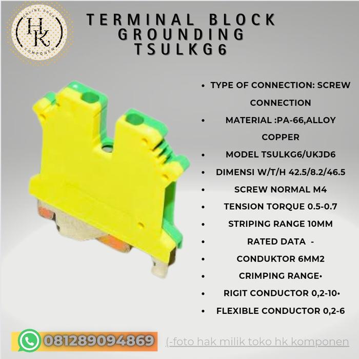 Jual Terminal block grounding 6mm TUSLKG6 UKJD6 kuning-hijau - Jakarta ...