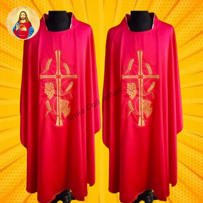 Jual Kasula Imam Romo Katolik/Kasula Pastor/Kasula Warna Merah - Kab ...