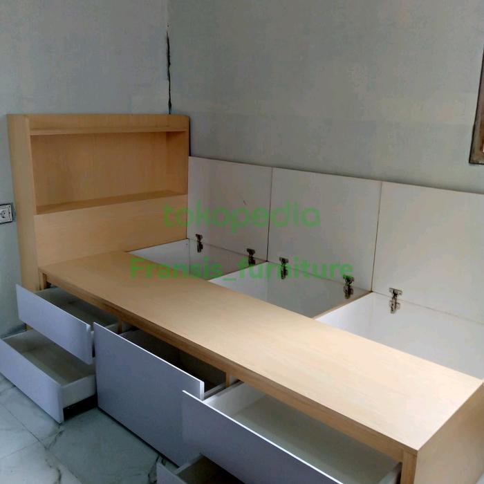 Jual ranjang dipan anak laci minimalis kasur springbed 90x200 kayu hpl ...