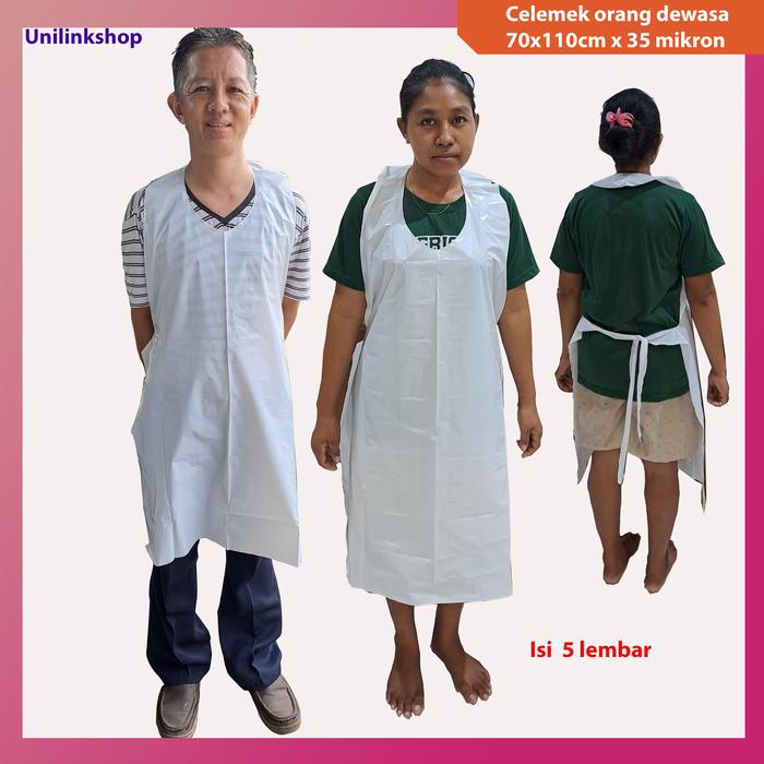 Jual Celemek plastik size ukuran medium putih transparant size 70cm ...