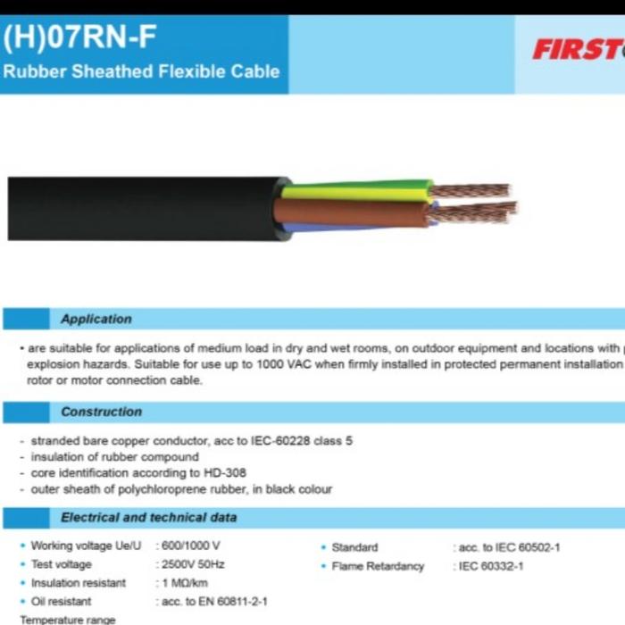 Jual Kabel H07RN-F 1x50 mm2. 450-750V 0,6/1kV FIRST CABLE - Jakarta Barat - 3D-Bismi-Explosion ...