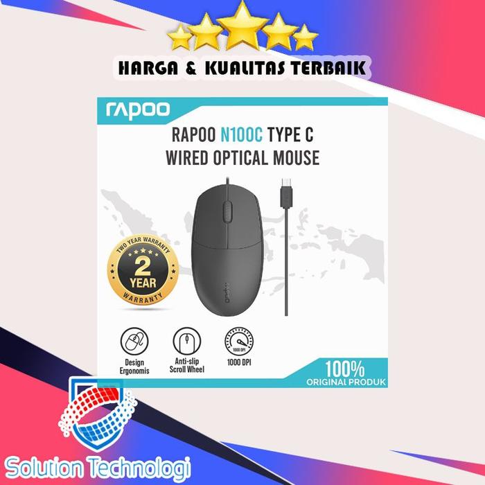 Jual Mouse Wired Optical USB Type C Rapoo N100C Black - Kota Surabaya - Solution Technology ...