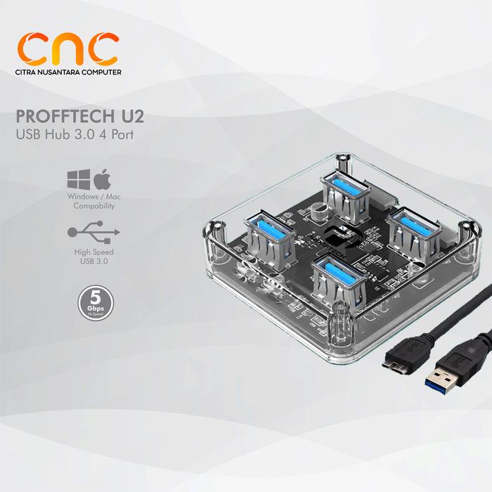 Jual USB Hub Versi 3.0 4 Port Profftech U2 Transparant - Kota Denpasar ...