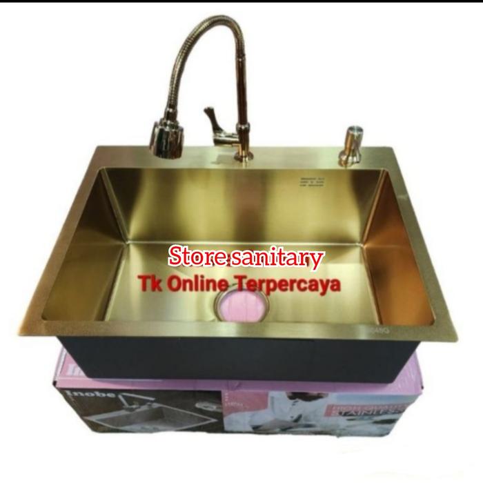 Jual KITCHEN SINK GOLD/EMAS 6045 stainless/bak cuci piring gold MODEL ...