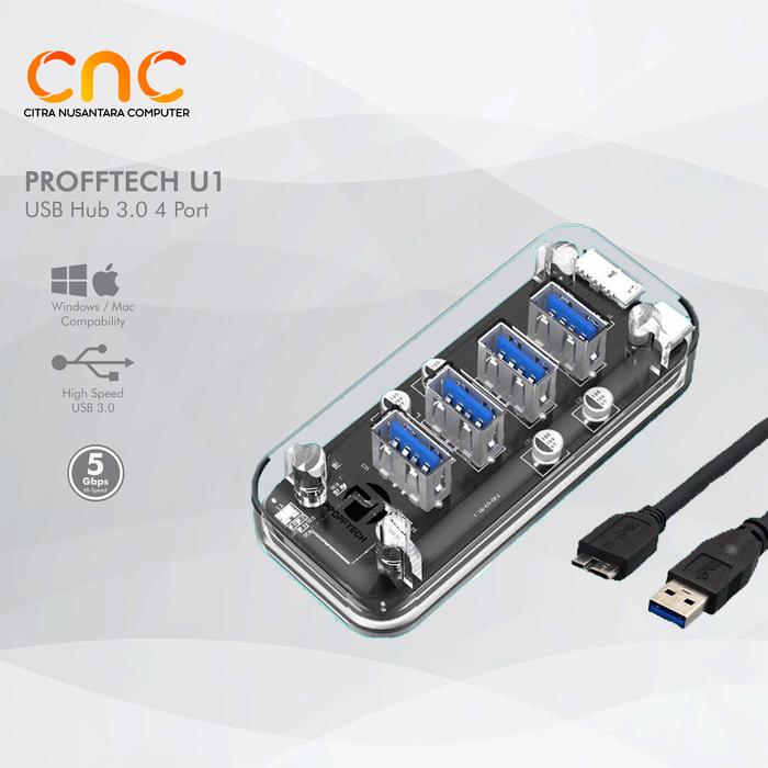 Jual USB Hub Versi 3.0 4 Port Profftech U1 Transparant - Kota Denpasar - Citra Nusantara ...