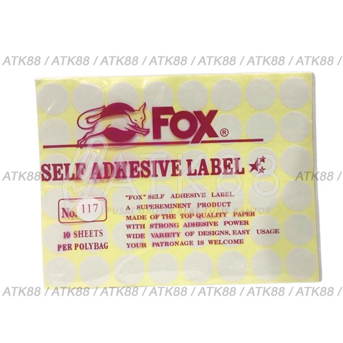 Jual Kertas / Label Stiker Fox No. 117 uk. 25 mm (Bulat) - Kota Bandung ...