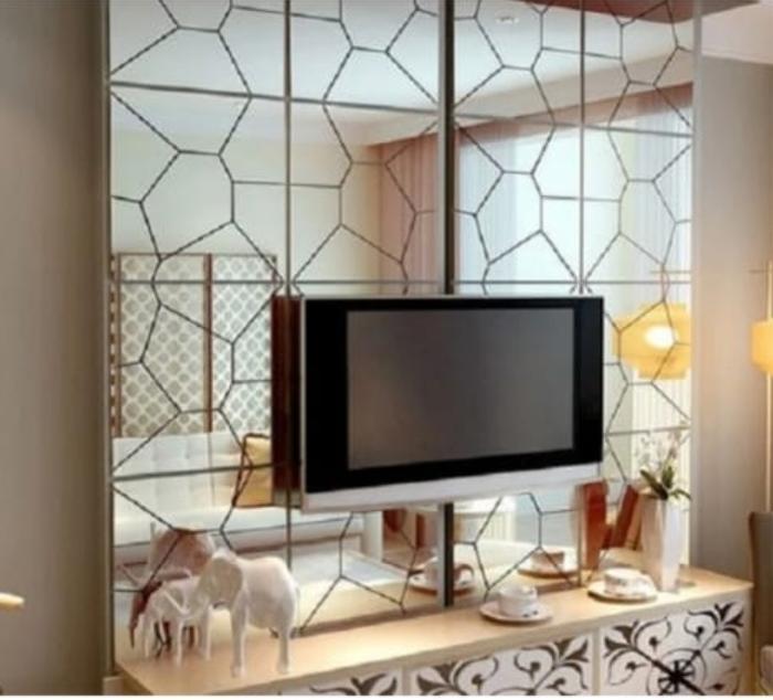 Jual Backdrop TV kaca cutting/kaca corak/kaca motif/kaca cermin 8 ...