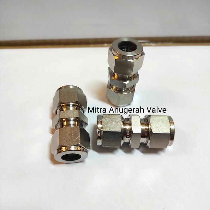 Jual Union Connector Tube SS 316 OD 1/4"inch / Connector Union SS 316 ...