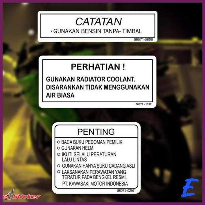 Jual STIKER LABEL PERINGATAN PENTING STICKER WARNING KAWASAKI NINJA ...