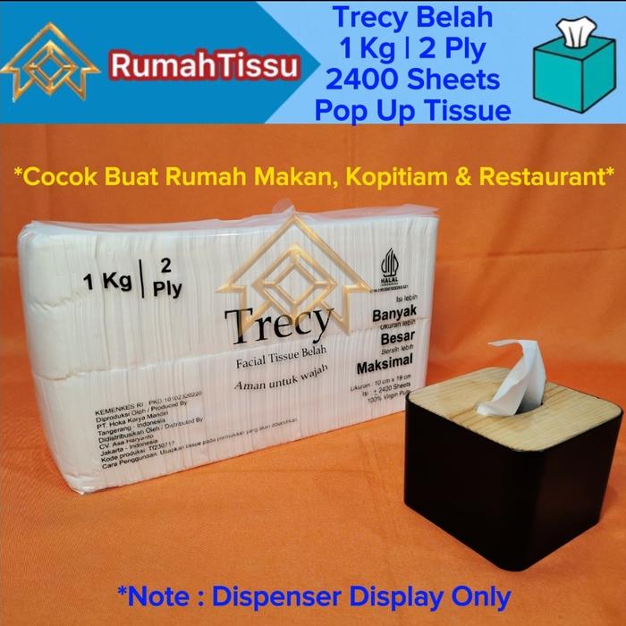 Jual Tisu TRECY Pop Up/Belah Facial Tissue 1 Kg 2 Ply 2400 Sheets Murah ...