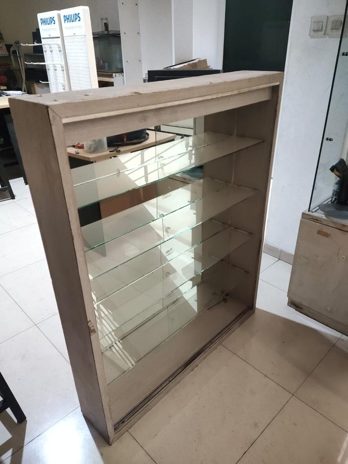 Jual LEMARI DISPLAY KACA 4 SUSUN TINGKAT 100 x 20 x 120 SECOND SEKEN ...