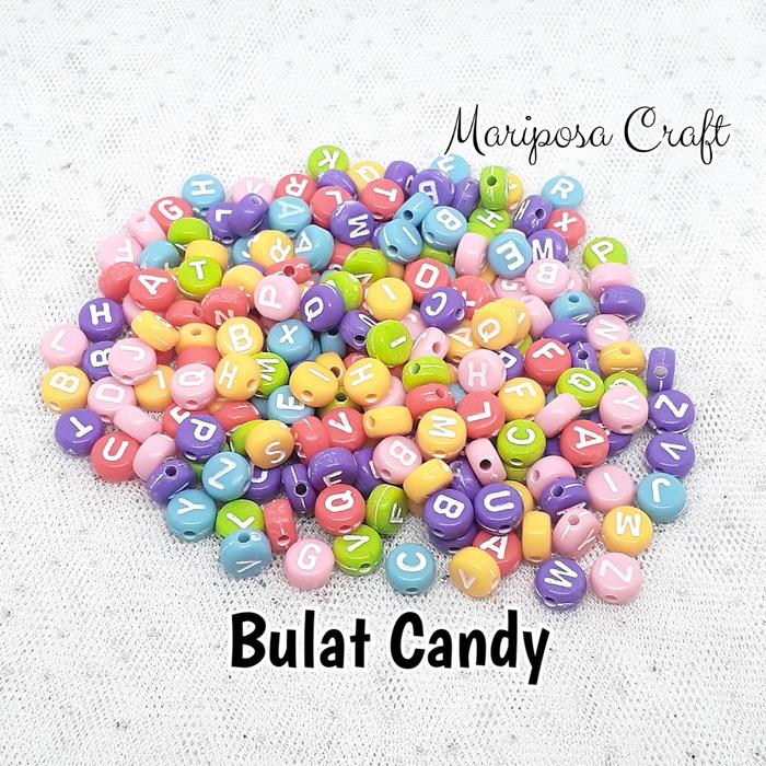 Jual Manik Mote Huruf Abjad BULAT GEPENG - Bulat Pastel 2 - Kab ...